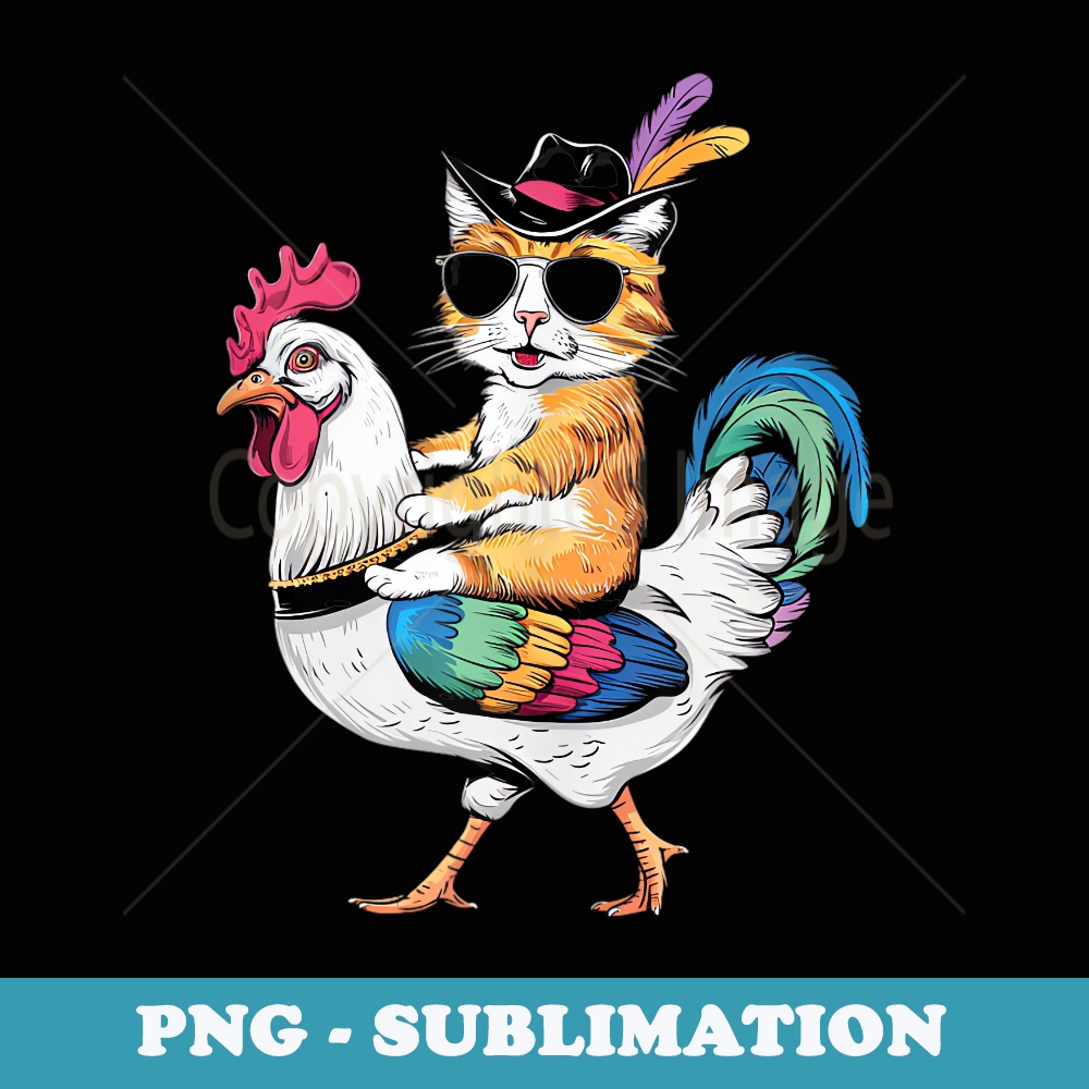 Funny Cat Riding Chicken - Sublimation PNG File | Inspire Uplift