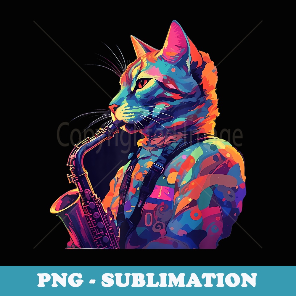 Jazz Musician Calico Cat Saxophone - PNG Transparent Sublima | Inspire ...