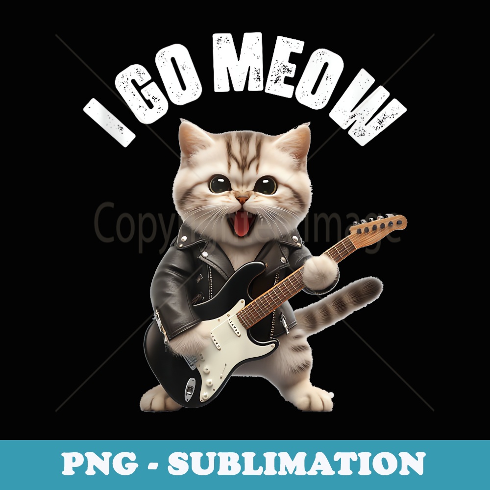 I Go Meow Cat wearing a Leather jacket playing guitar Meme - | Inspire ...