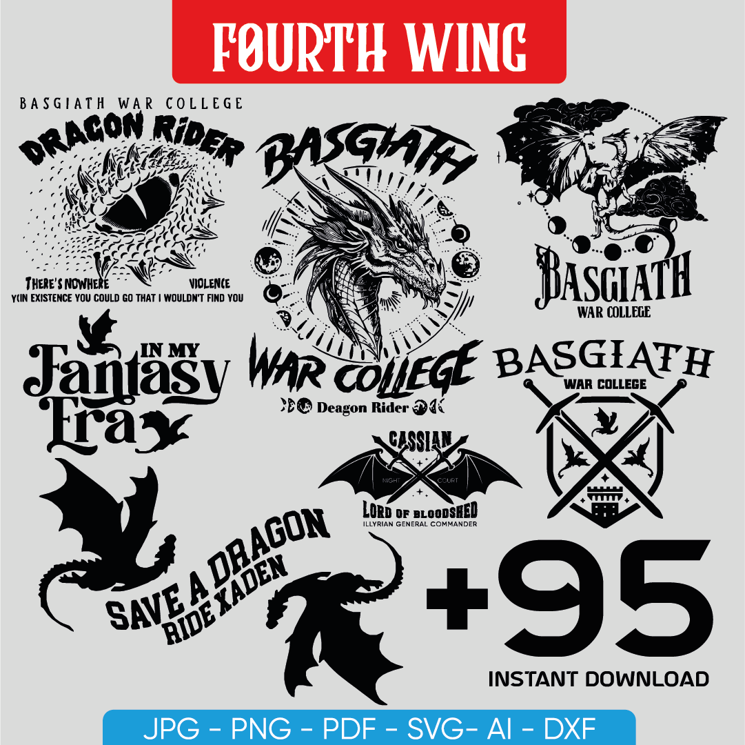Fourth Wing SVG, Fantasy Dragon SVG, Fantasy Book Design, Dr | Inspire ...