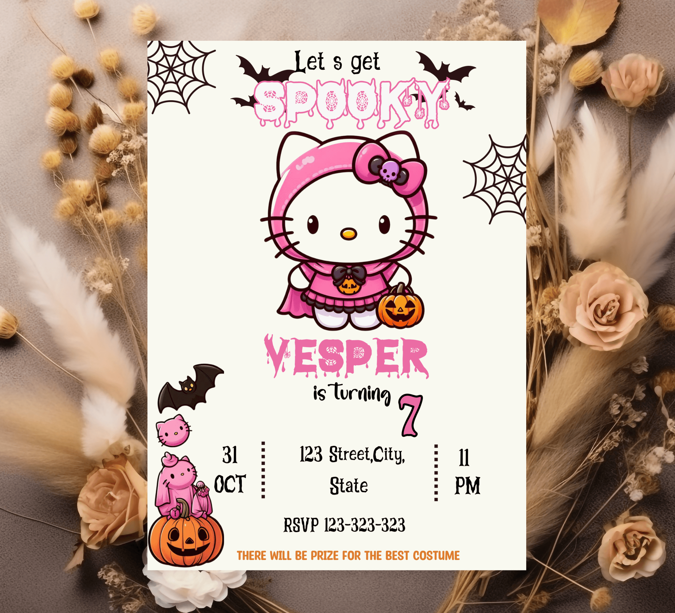Hello Kitty Pink Birthday Invitation | Cute & Customizable P | Inspire ...