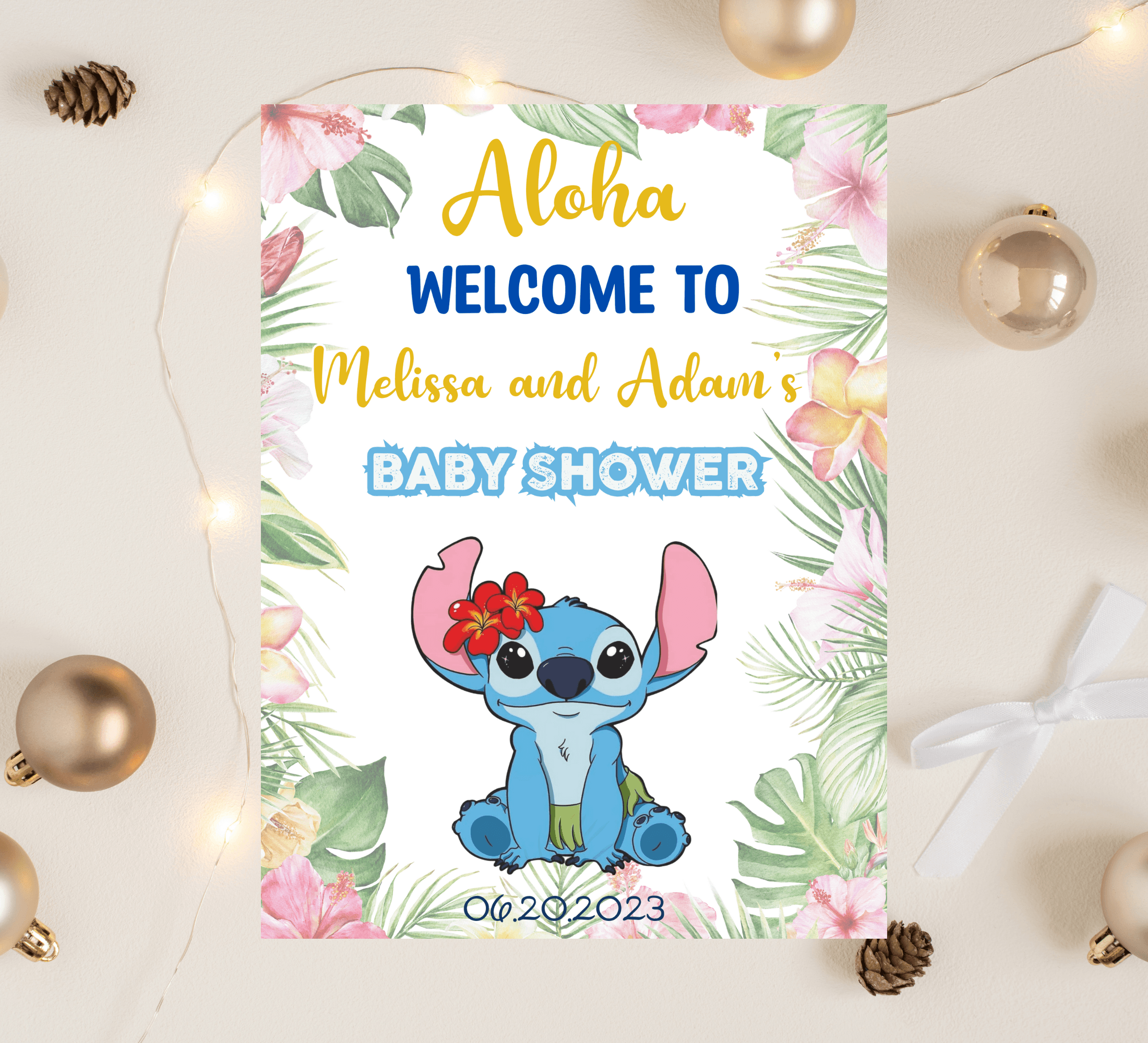 Stitch Baby Shower Aloha Tropical Ohana Welcome Sign | Fun & | Inspire ...
