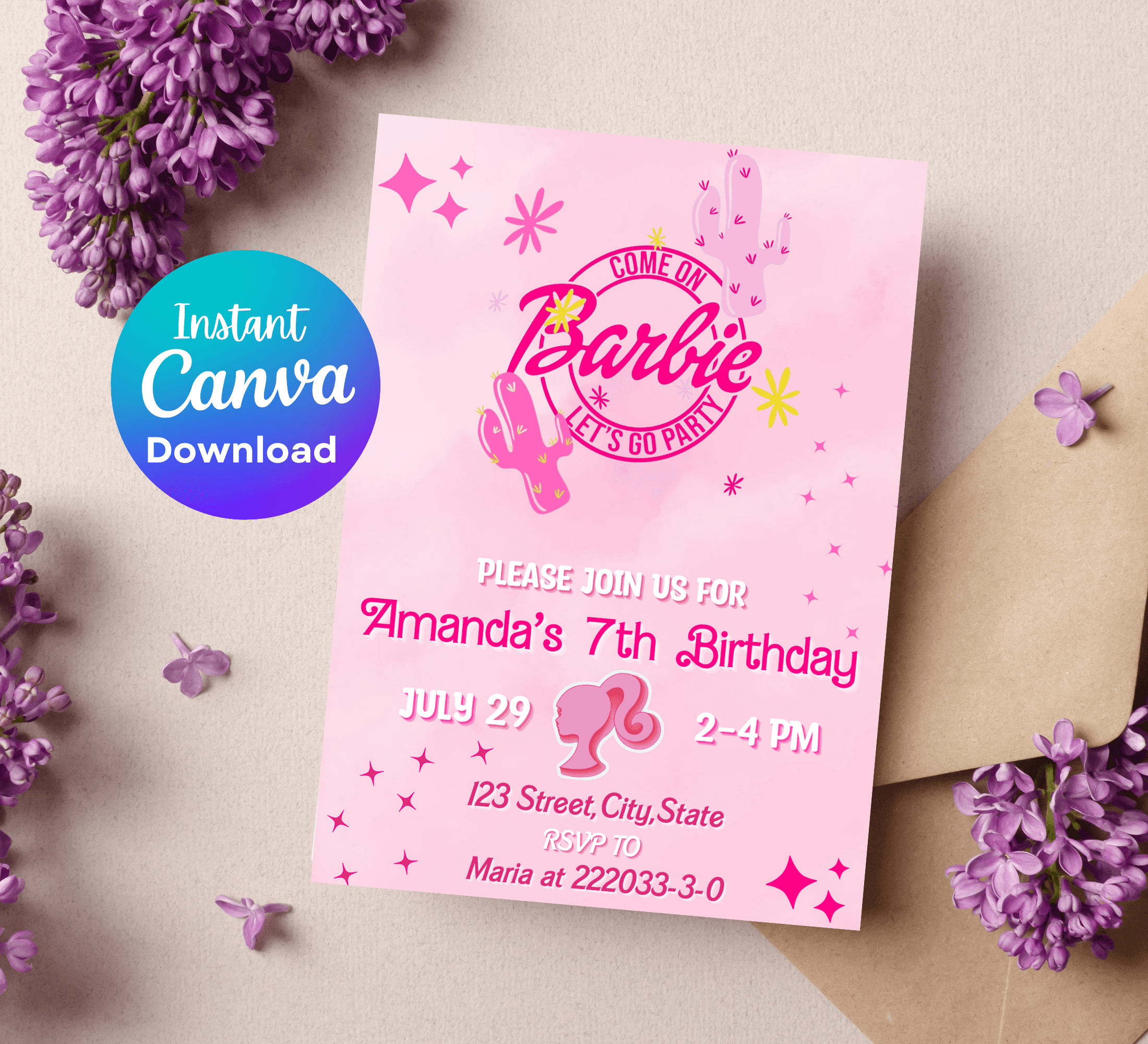 Barbie Pink Birthday Party Invitation | Elegant & Customizab | Inspire ...