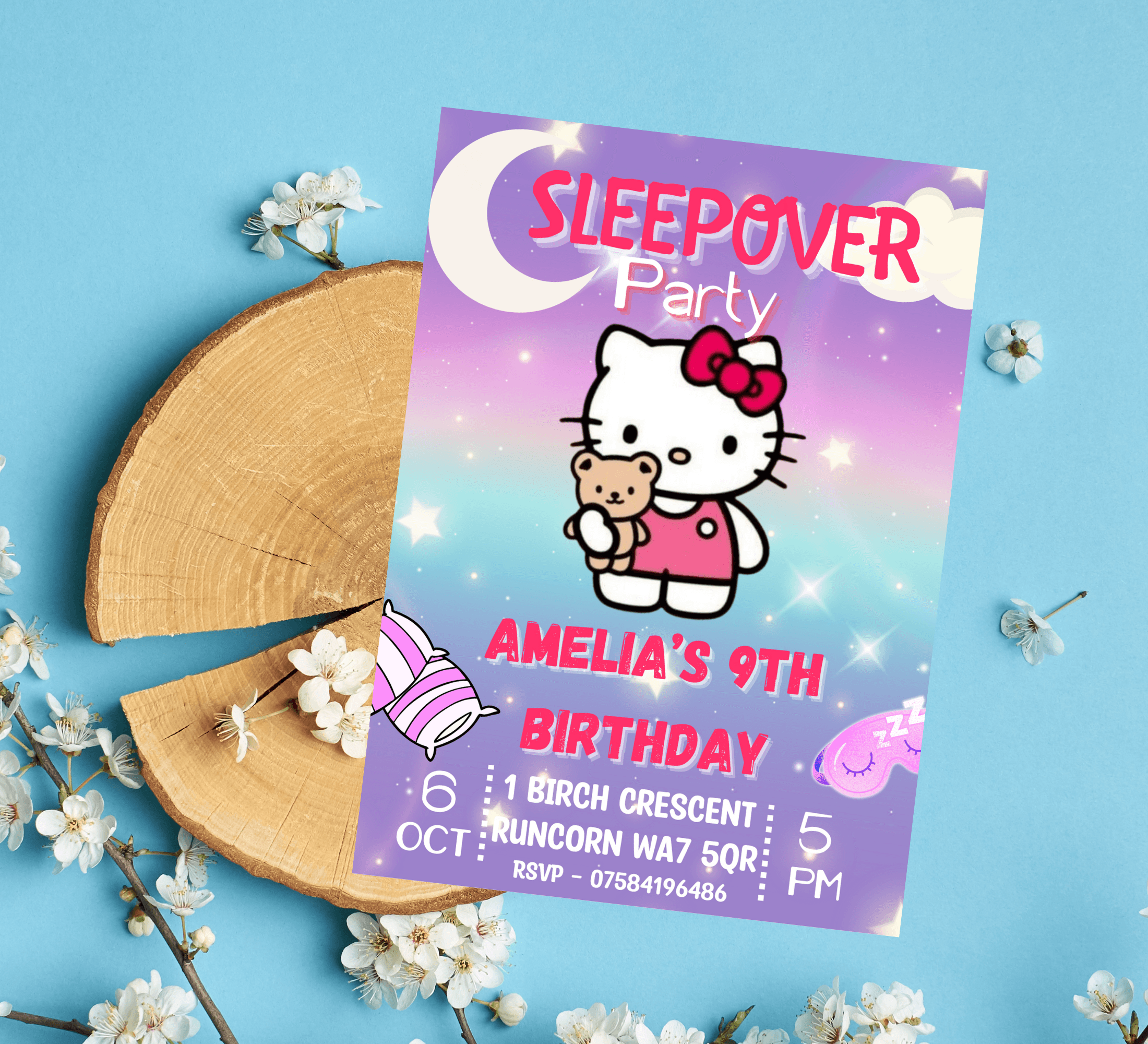 Hello Kitty Sleepover Birthday Invitation | Adorable Slumber | Inspire ...