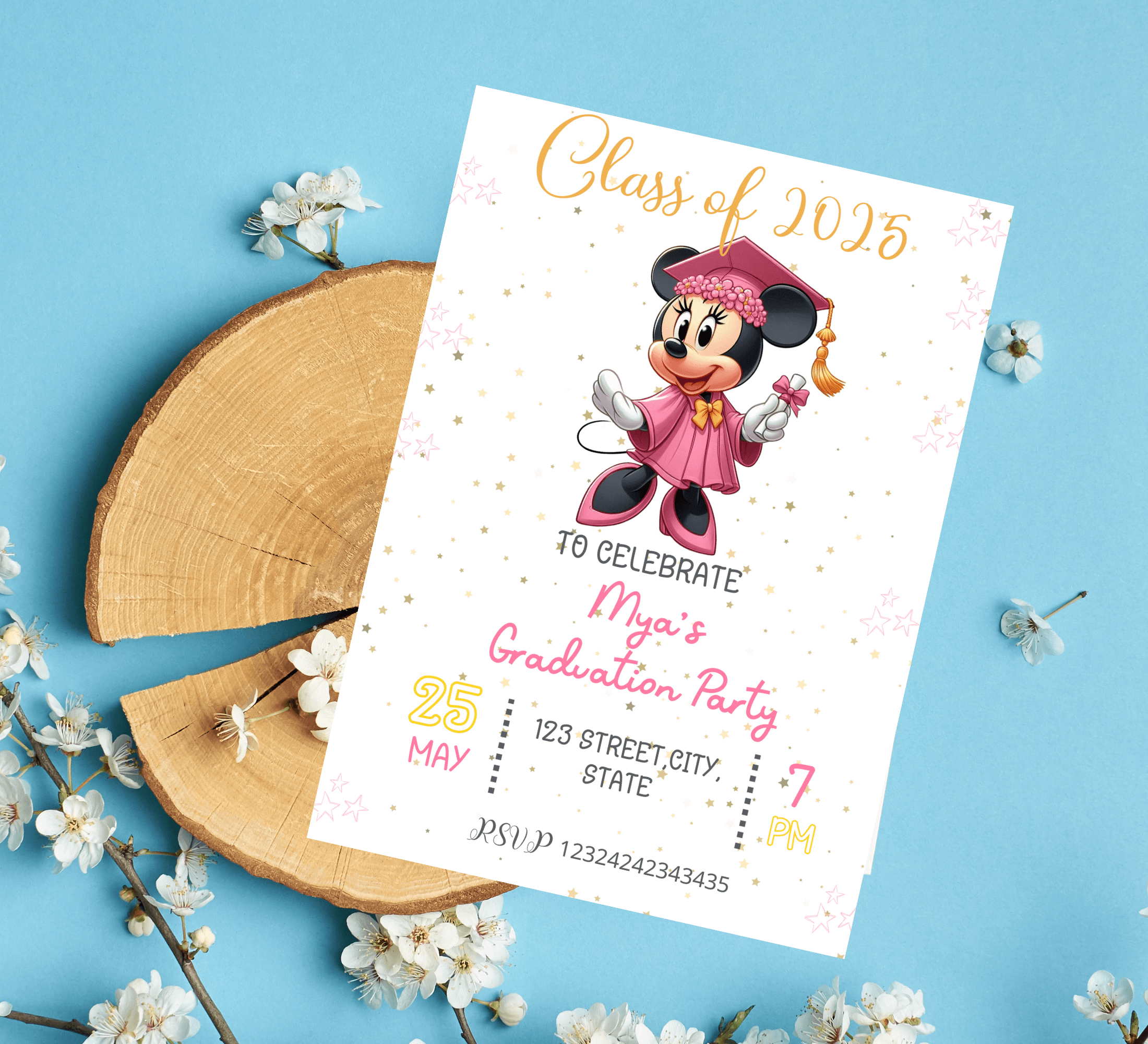 Minnie Mouse Graduation Invitation | Pink Kindergarten & Sch | Inspire ...