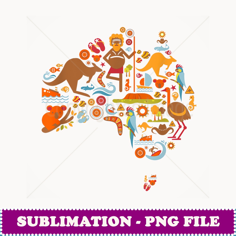Australia T Australian Elements Fun Map Graphic - PNG Transp | Inspire ...