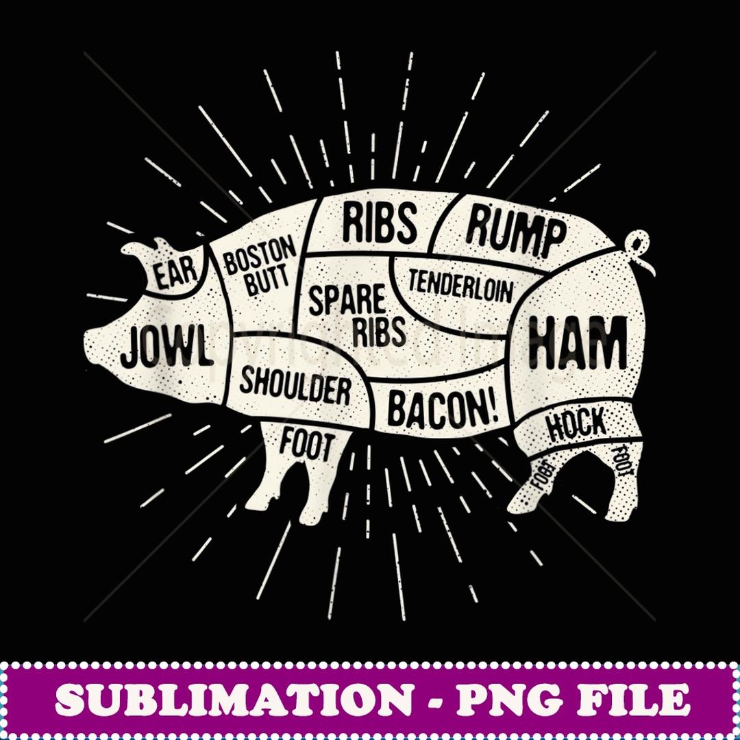 Bar Be Que Pig Meat Cuts Diagram Whole Hog Butcher Gift - Tr - Inspire ...