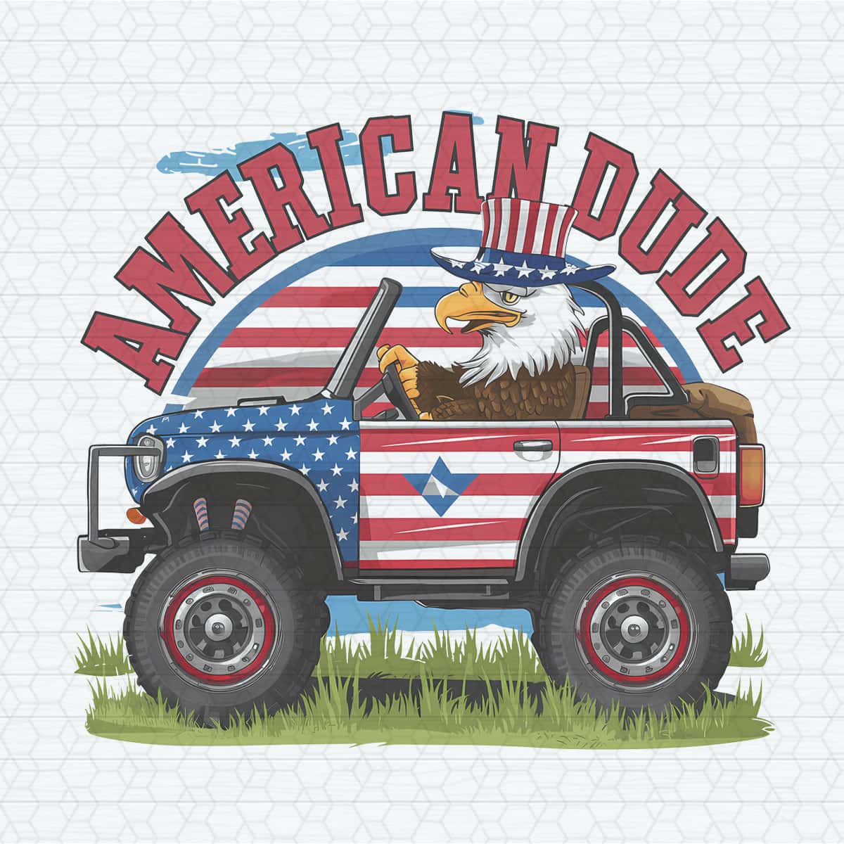 American Dude Eagle Driving Four Wheeled Vehicle PNG | Inspire Uplift