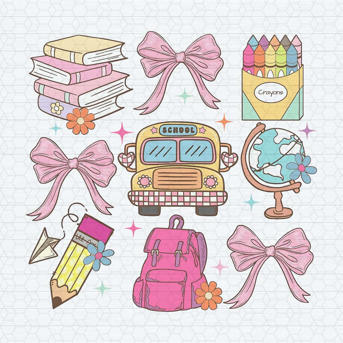 Coquette Back To School Pink Bow PNG | Inspire Uplift