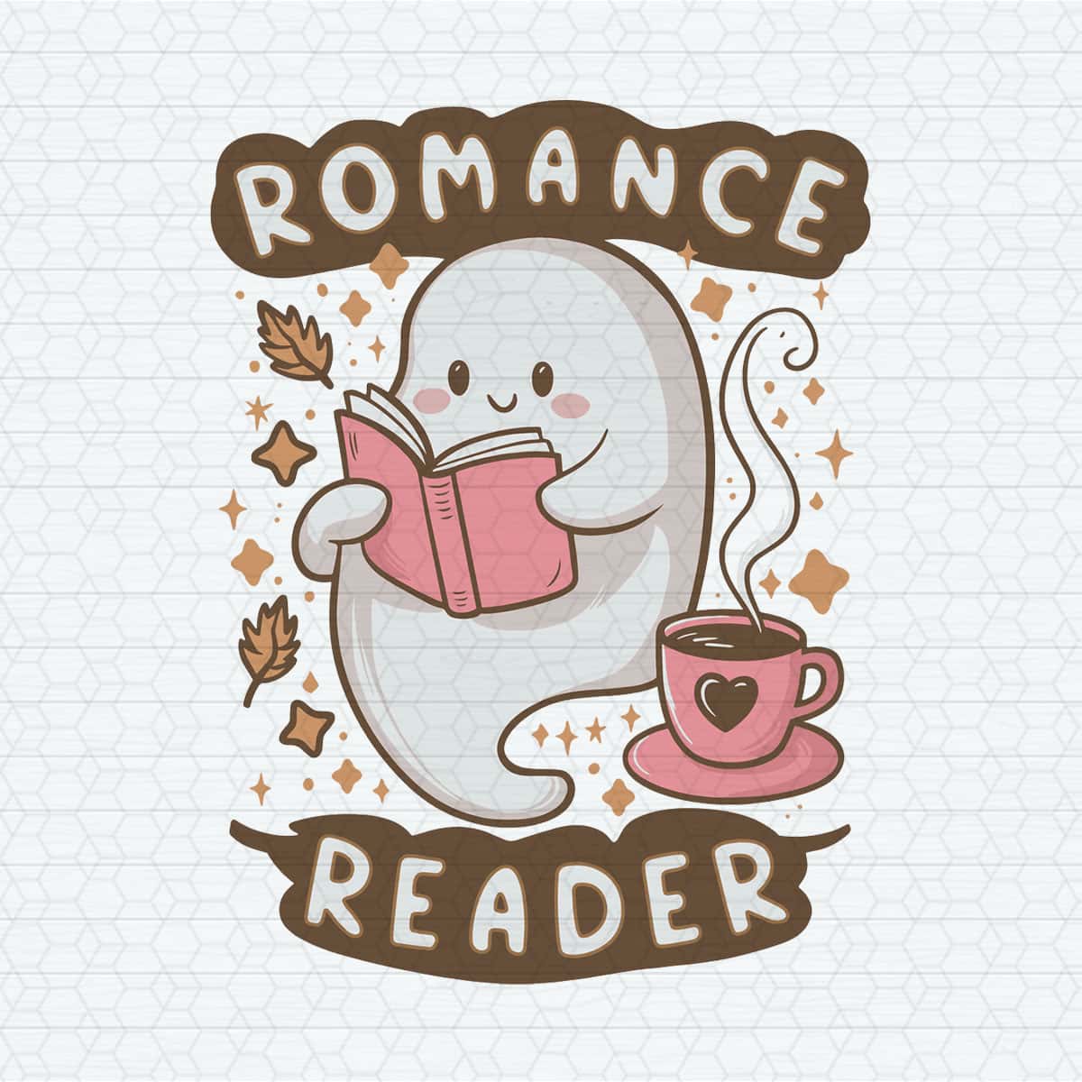 Romance Reader Cute Bookish Reading Ghost SVG | Inspire Uplift