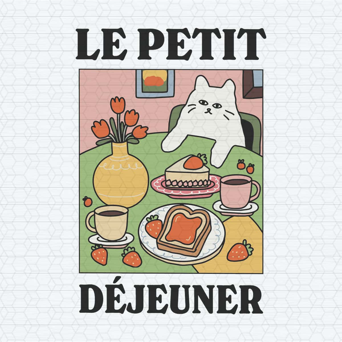 Cute Le Petit Dejeuner French Cafe Cat SVG | Inspire Uplift