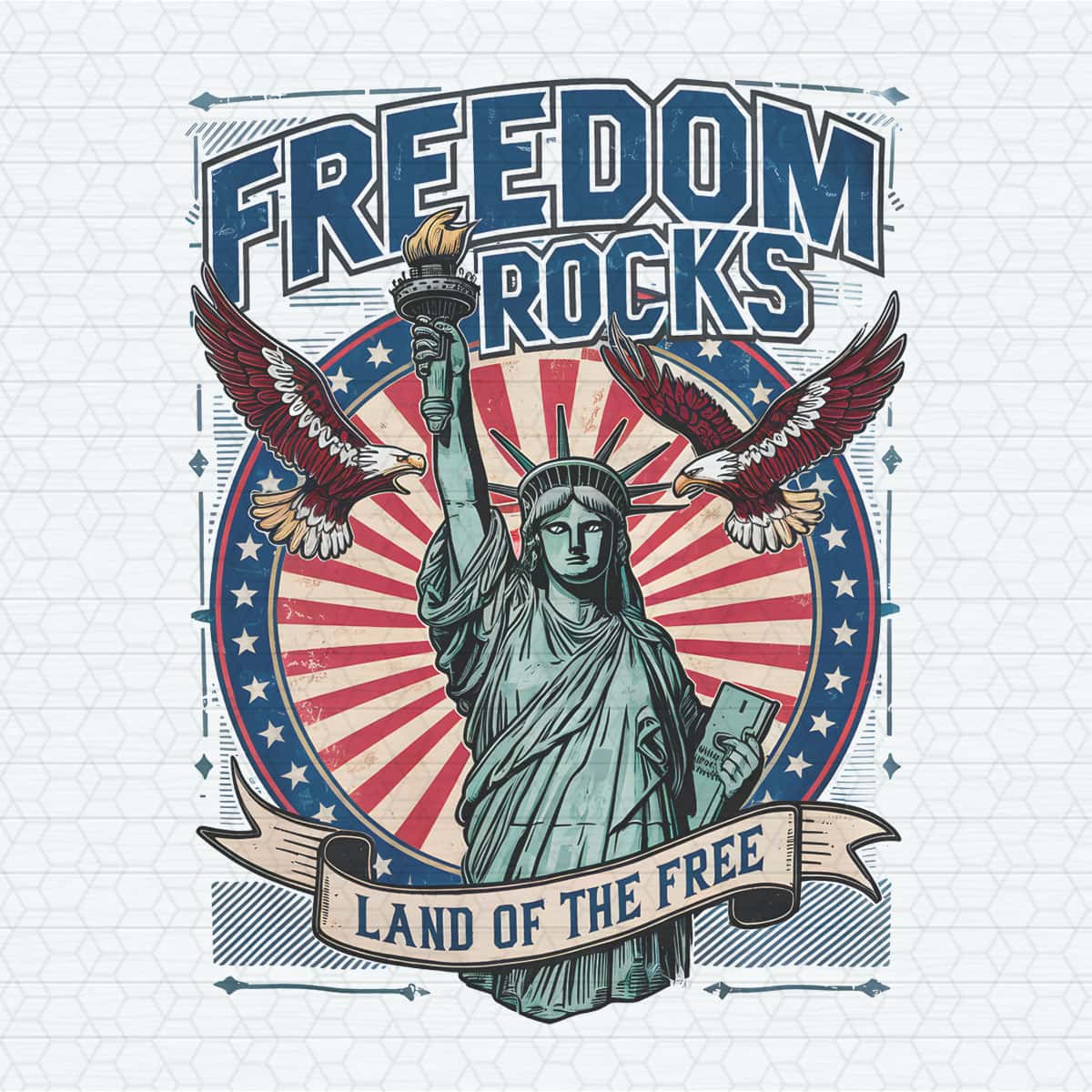 Vintage Freedom Rocks Land Of The Free PNG | Inspire Uplift