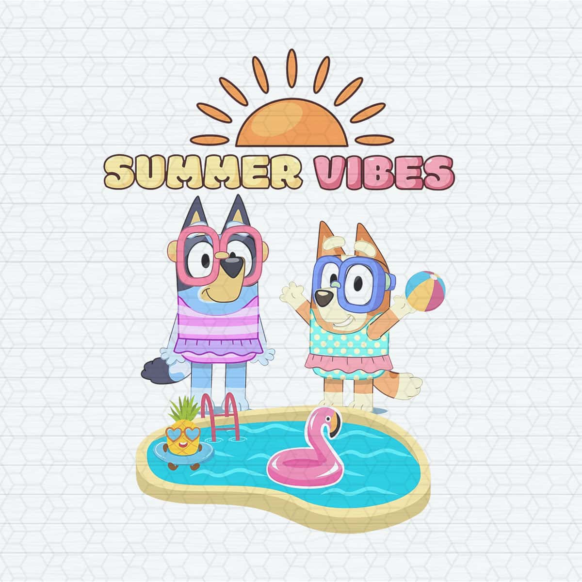 Cute Bluey Bingo Summer Vibes PNG | Inspire Uplift