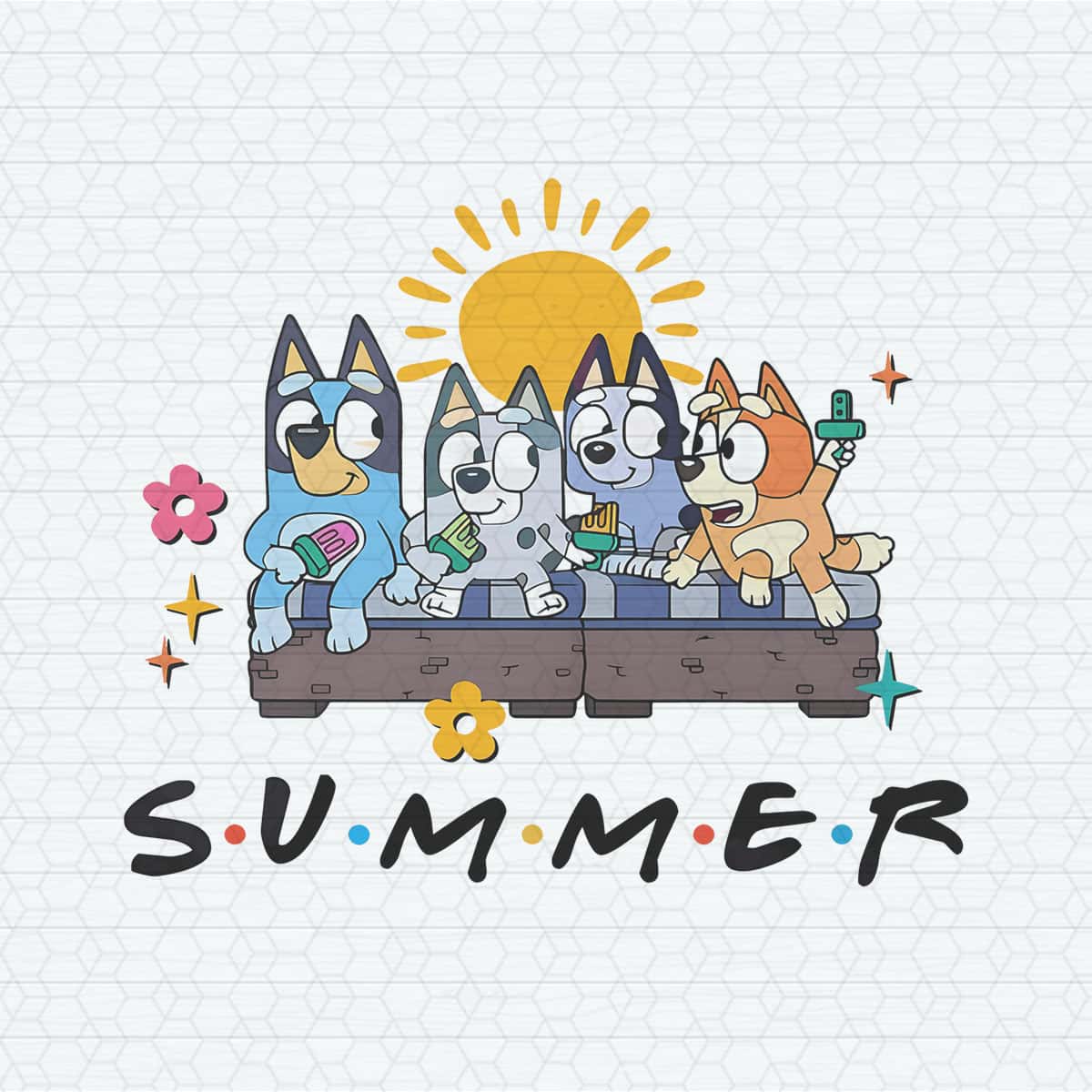 Bluey Friends Summer Vacation Cartoon PNG | Inspire Uplift