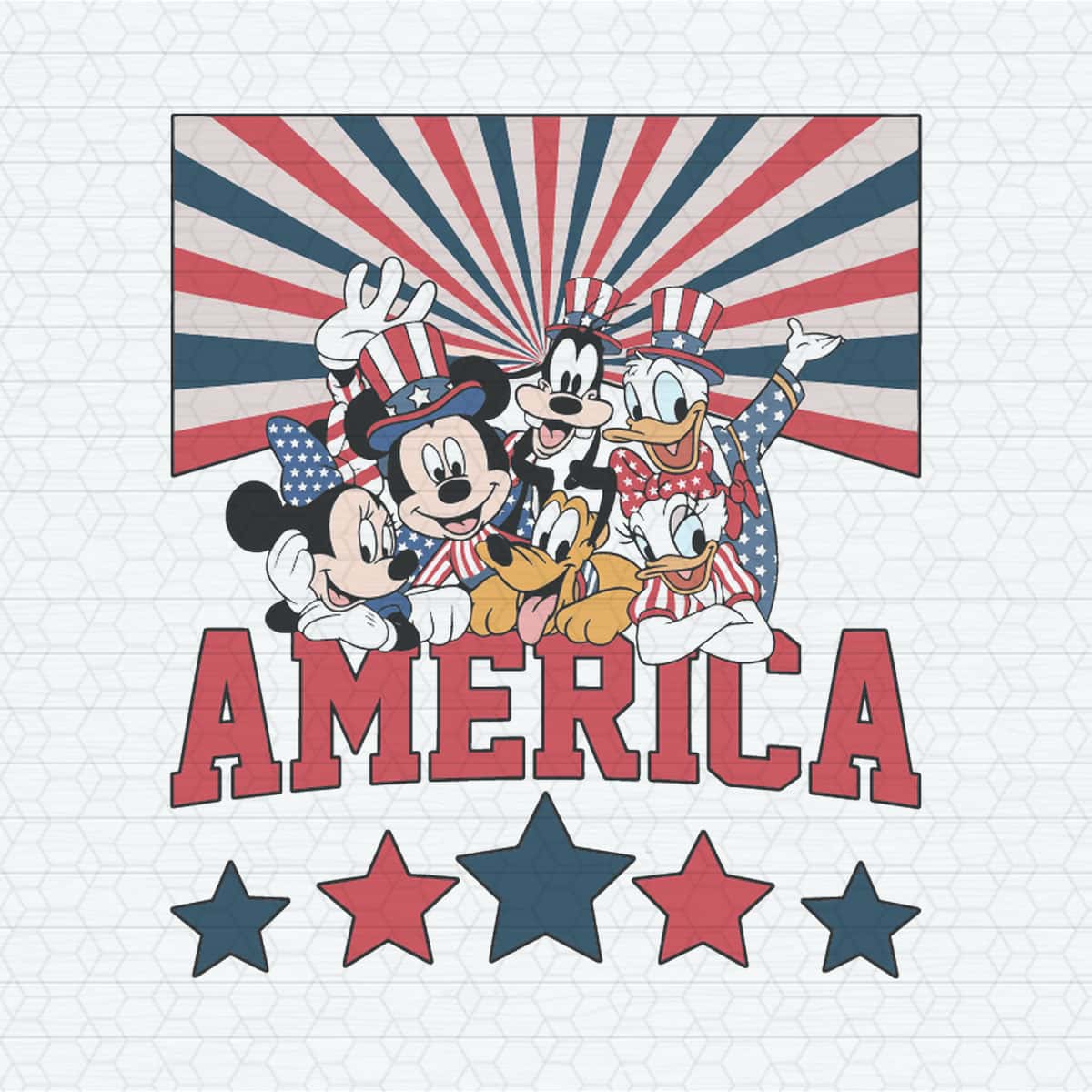 Retro America Disney Friends Independence Day SVG | Inspire Uplift