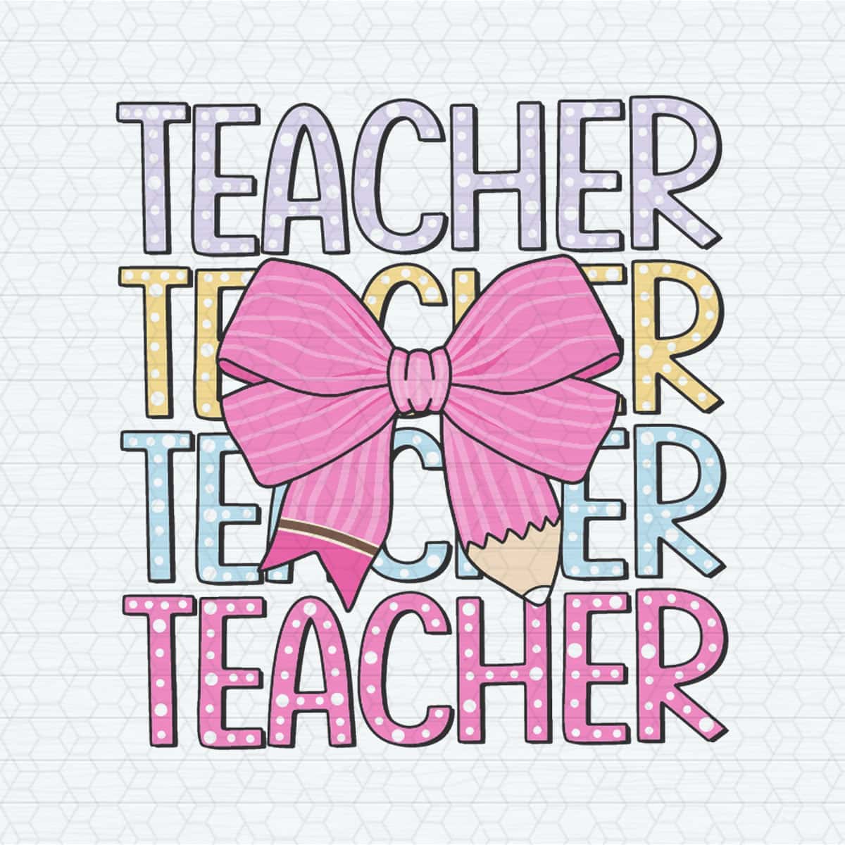 Teacher Pink Coquette Pencil Bow SVG | Inspire Uplift