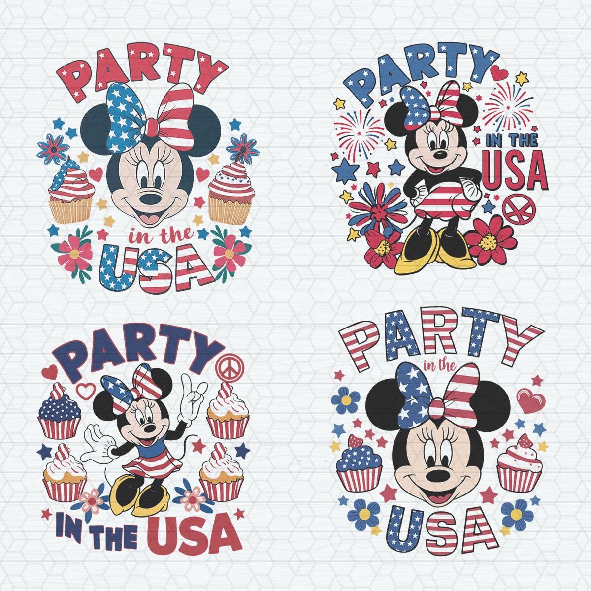 Disney Minnie Mouse Party In The USA SVG PNG Bundle | Inspire Uplift