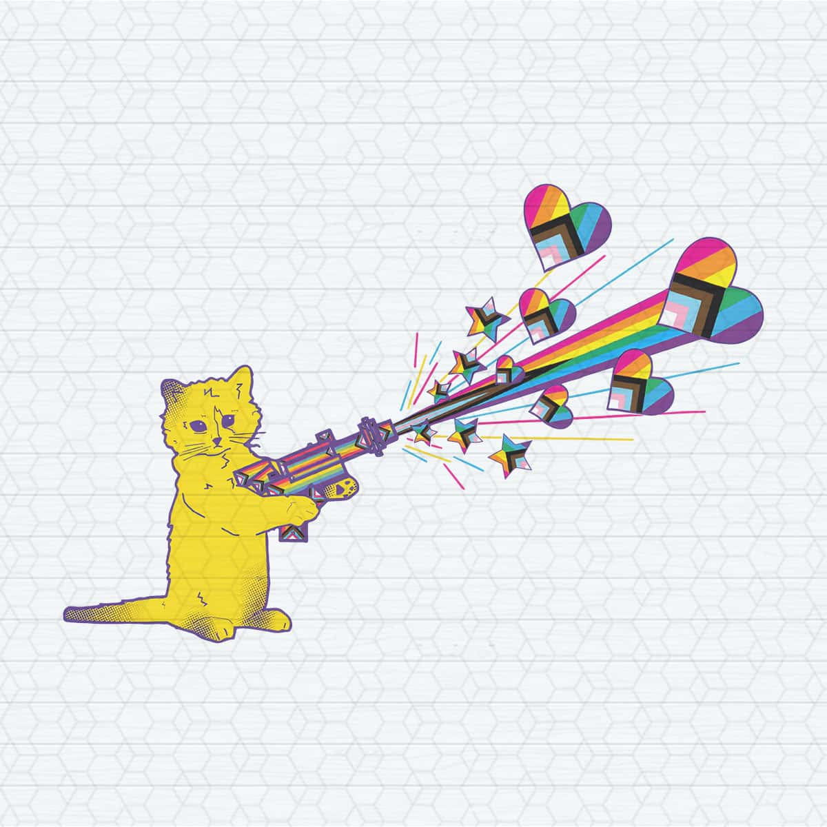 Cute Cat Pew Pew Pride Heart PNG | Inspire Uplift
