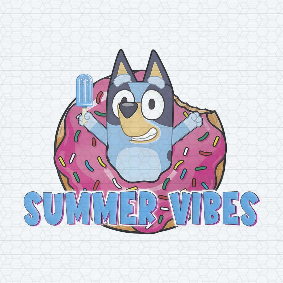 Funny Summer Vibes Bluey Donut PNG | Inspire Uplift