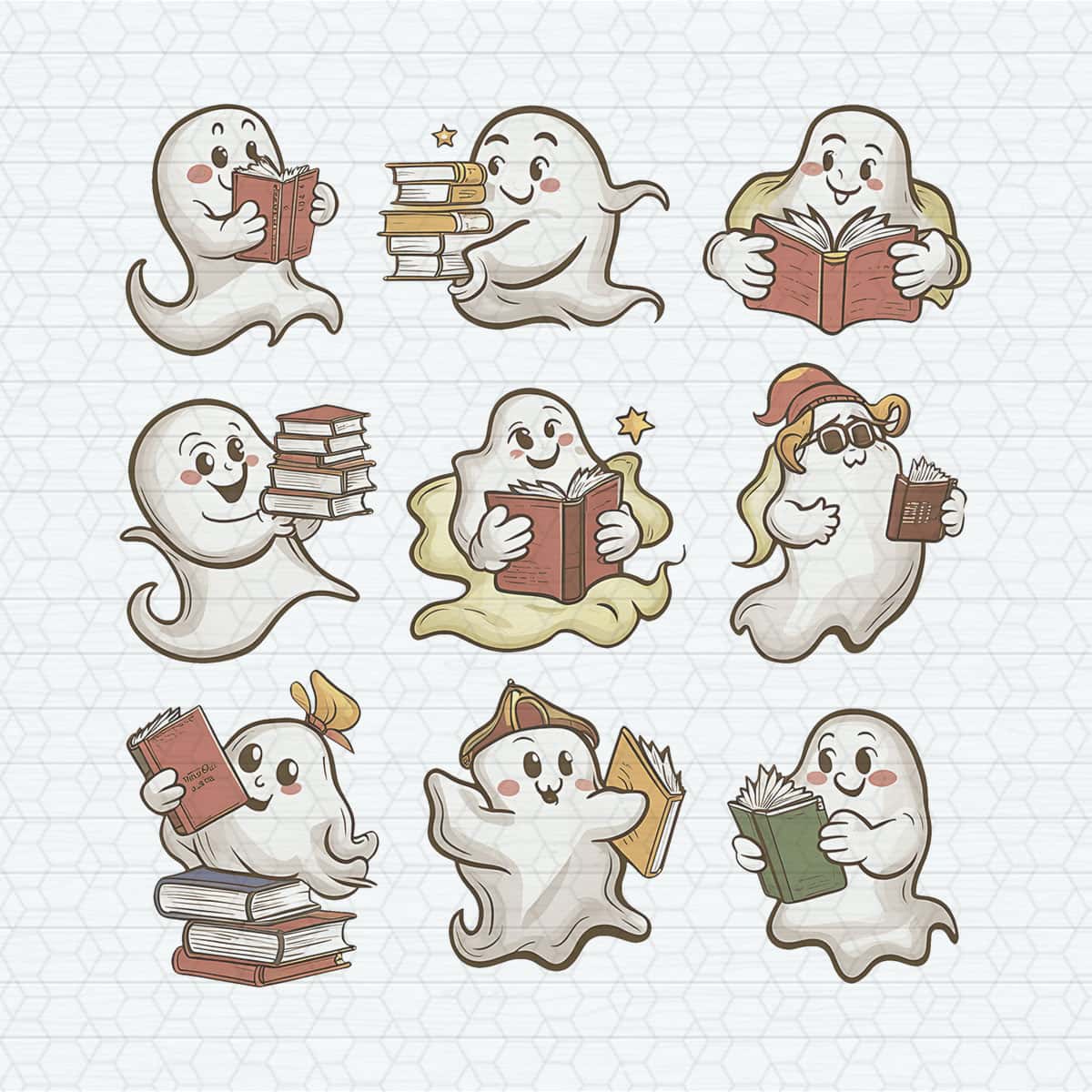 Funny Teacher Gift Boo Ghost Reading Book PNG | Inspire Uplift
