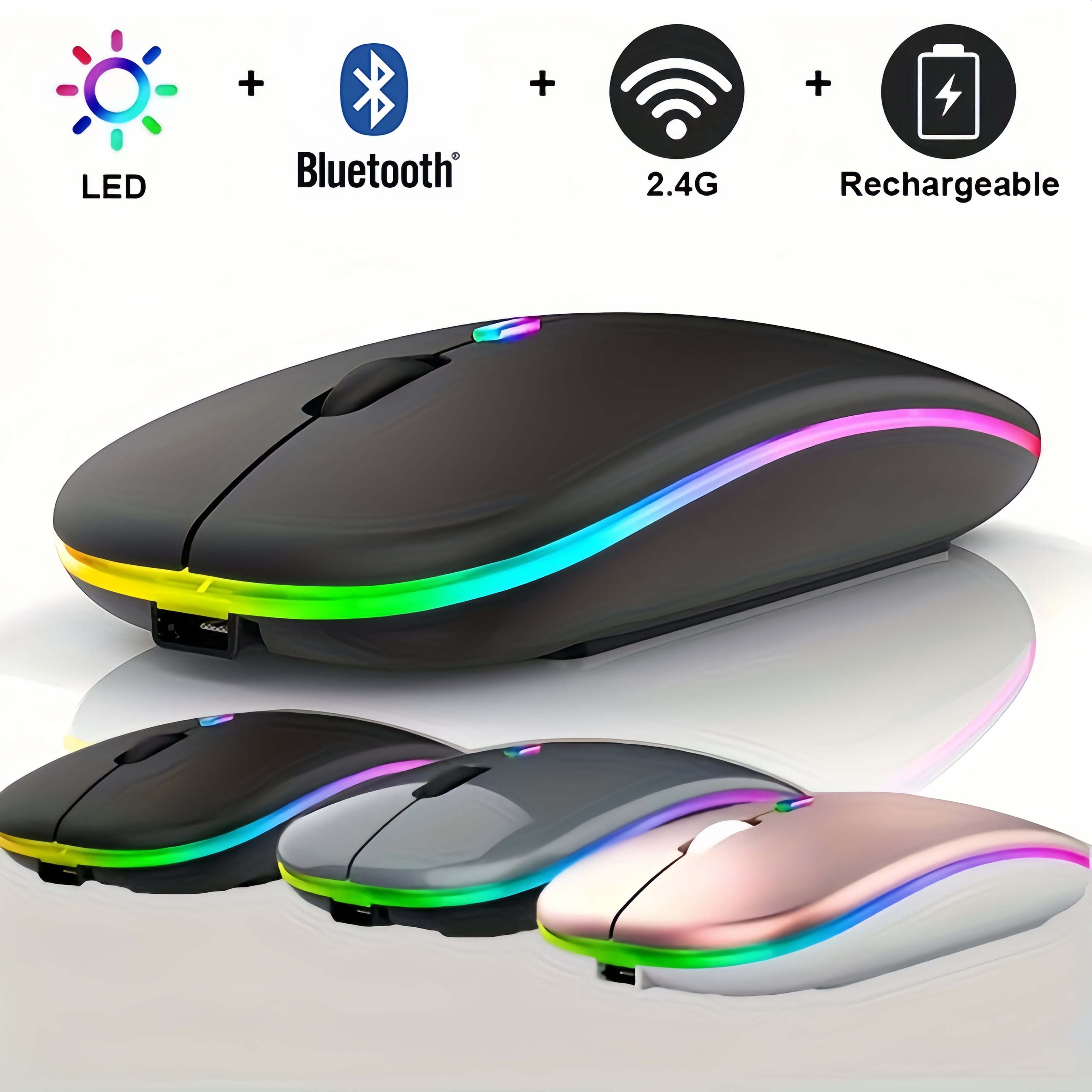 Wireless Mouse Dual Mode RGB Rechargeable Silent | Inspire Uplift