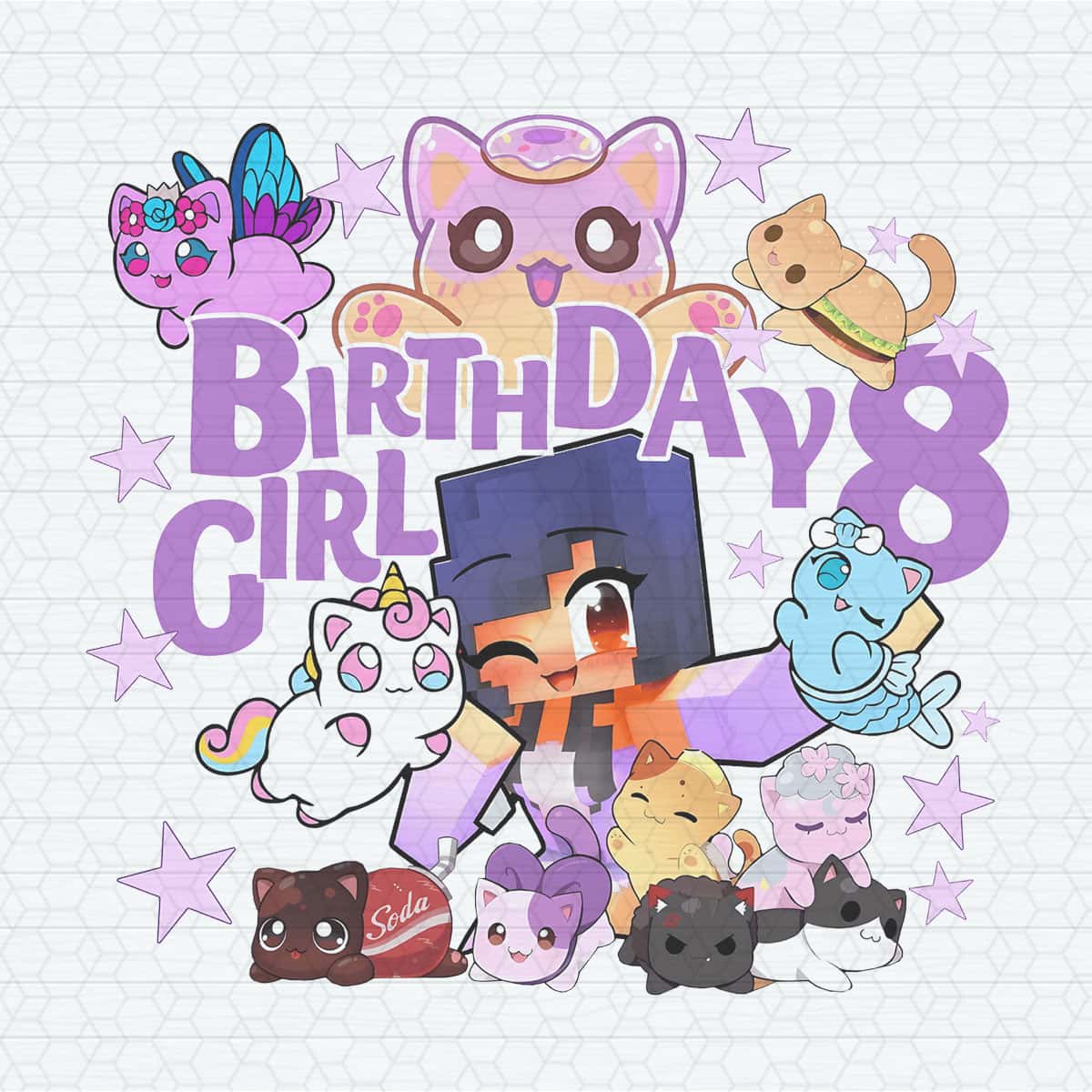 Personalized Gamer Birthday Girl Gamer Cat PNG | Inspire Uplift