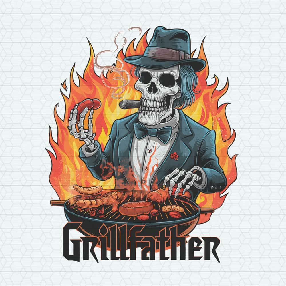 Funny Grillfather Skeleton Dad PNG | Inspire Uplift