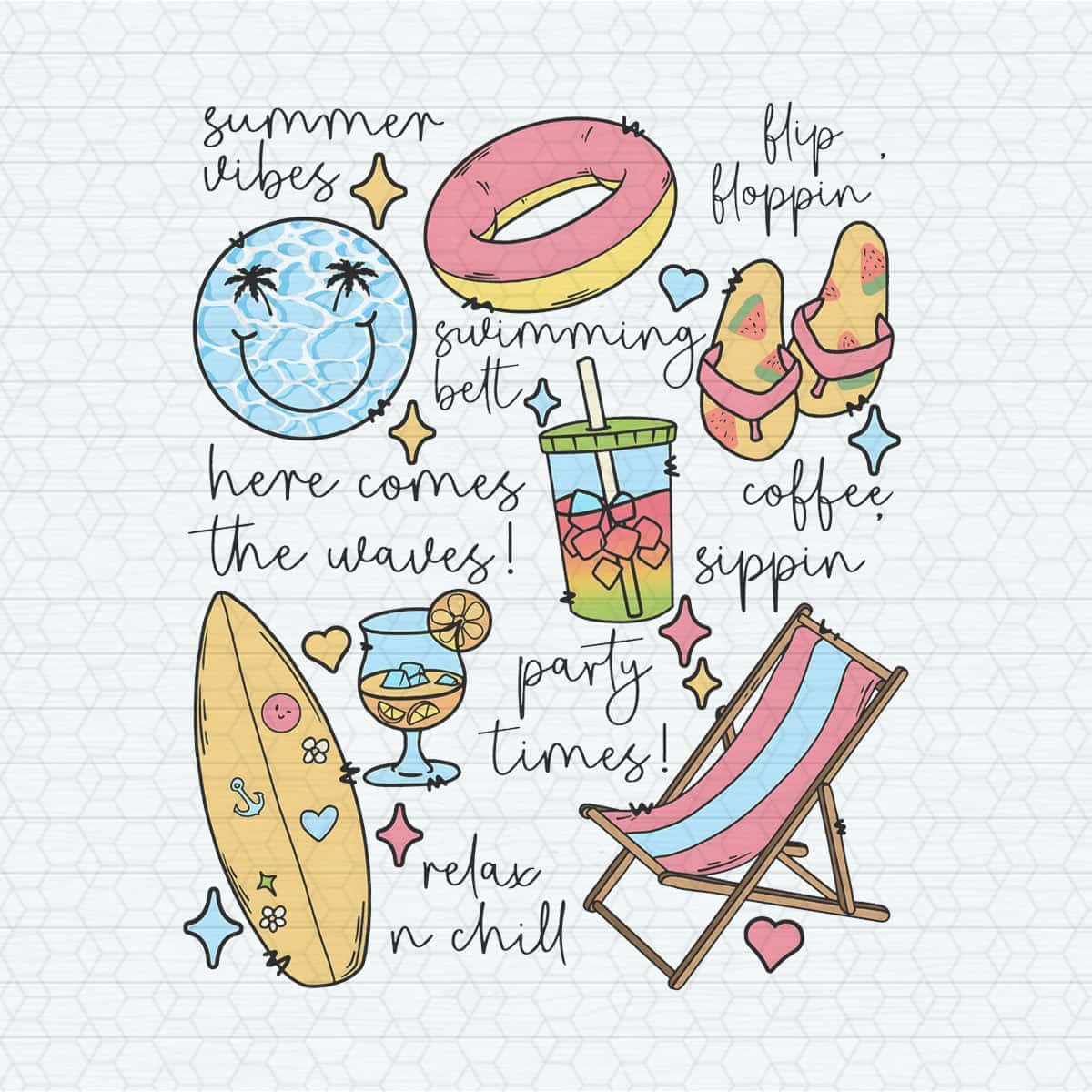 Summer Vibes Flip Floppin Doodles PNG | Inspire Uplift
