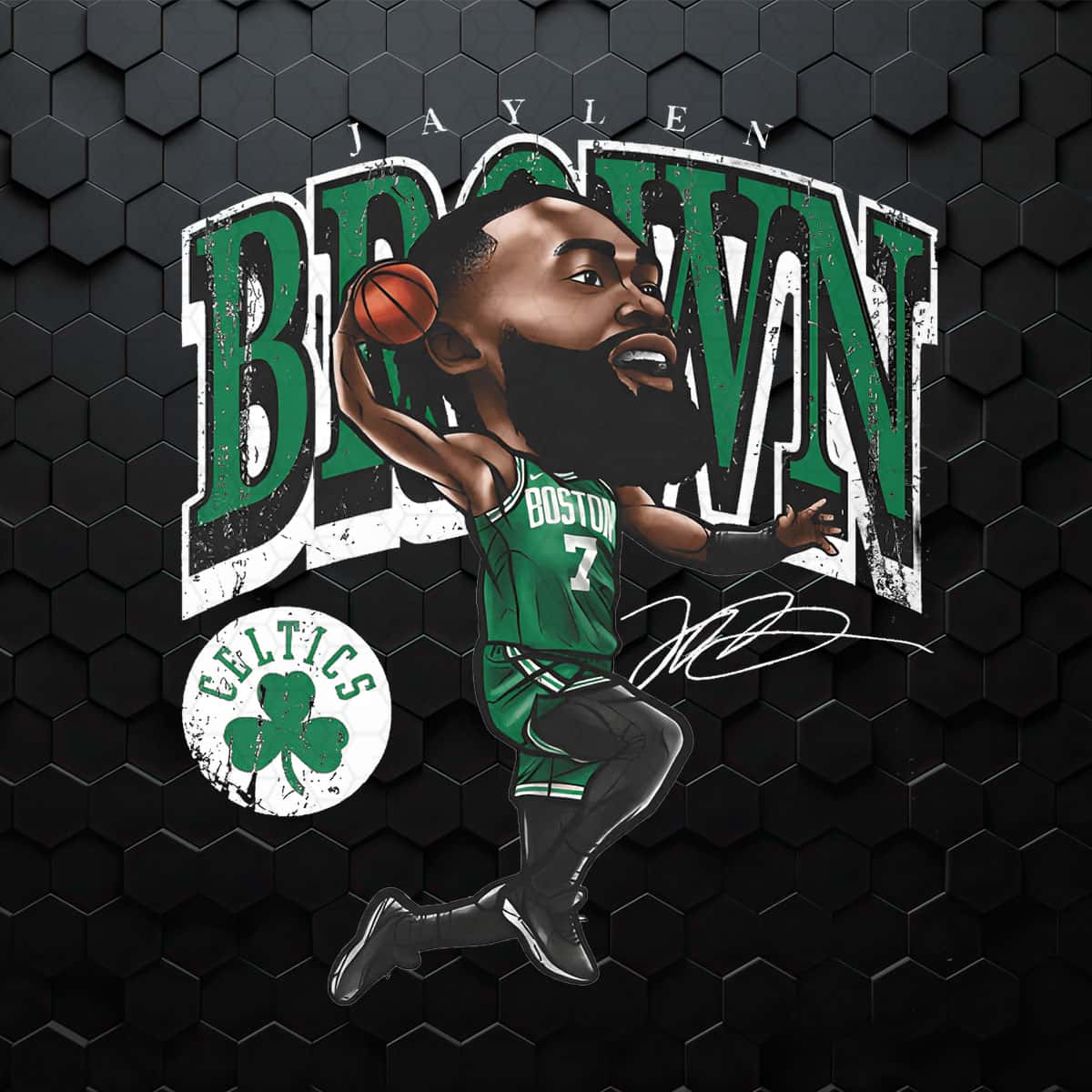 Jaylen Brown Boston Celtics Cartoon PNG | Inspire Uplift