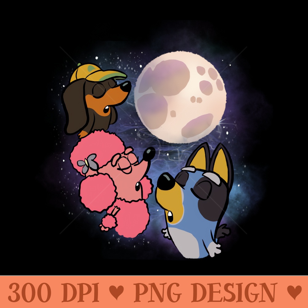 Three Wolf Moon Bluey parody - PNG Image Downloads - Inspire Uplift