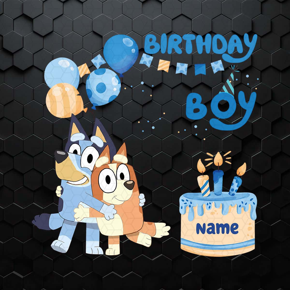 Custom Birthday Boy Bluey Cartoon PNG | Inspire Uplift