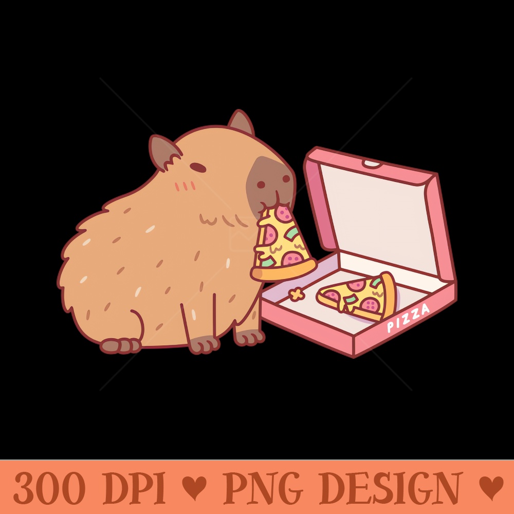 Cute Capybara Eating Pizza - Transparent PNG | Inspire Uplift