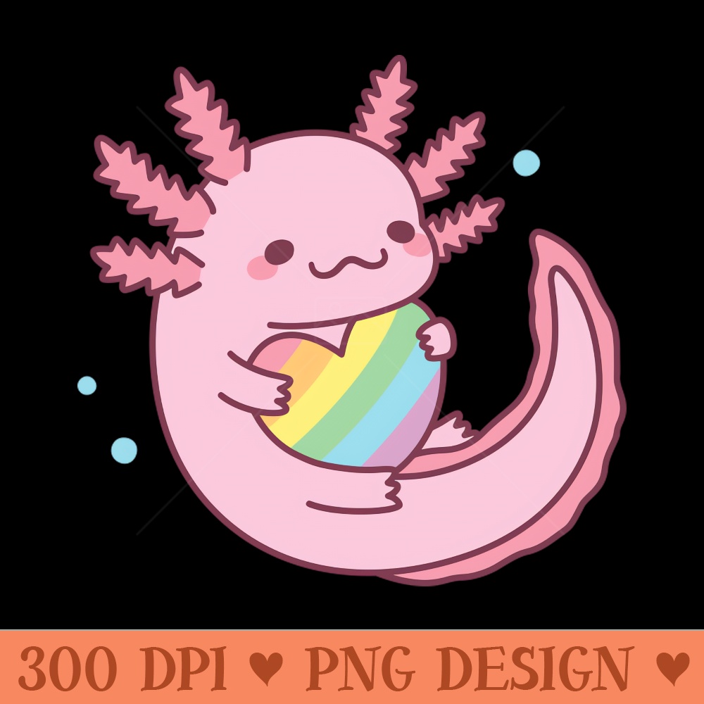 Cute Axolotl Hugging Rainbow Heart - Vector PNG Download | Inspire Uplift