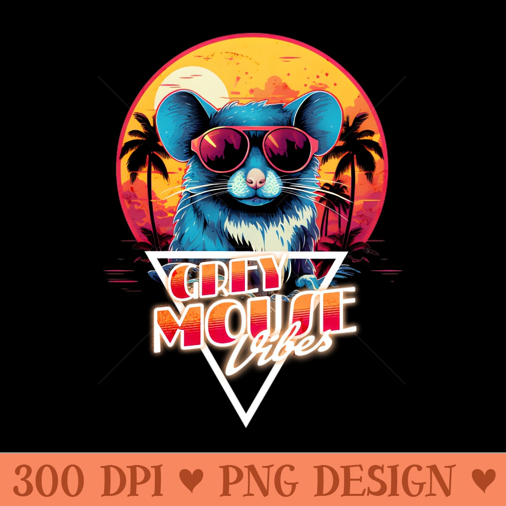 Retro Wave Grey Mouse Vibes - PNG Clipart | Inspire Uplift
