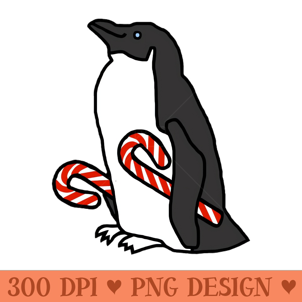 Christmas Penguin Holding Candy Cane - PNG Artwork | Inspire Uplift
