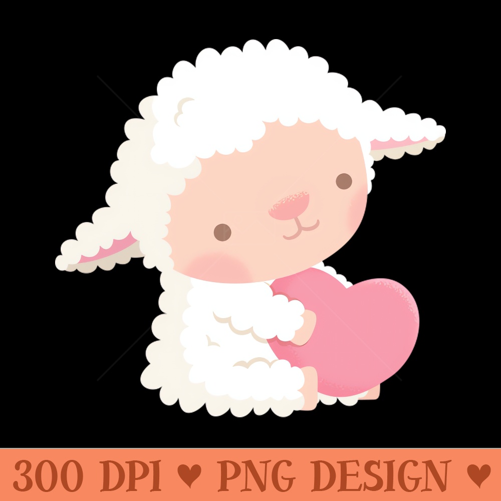 Cute Little Lamb Hugging Heart - PNG Clipart | Inspire Uplift