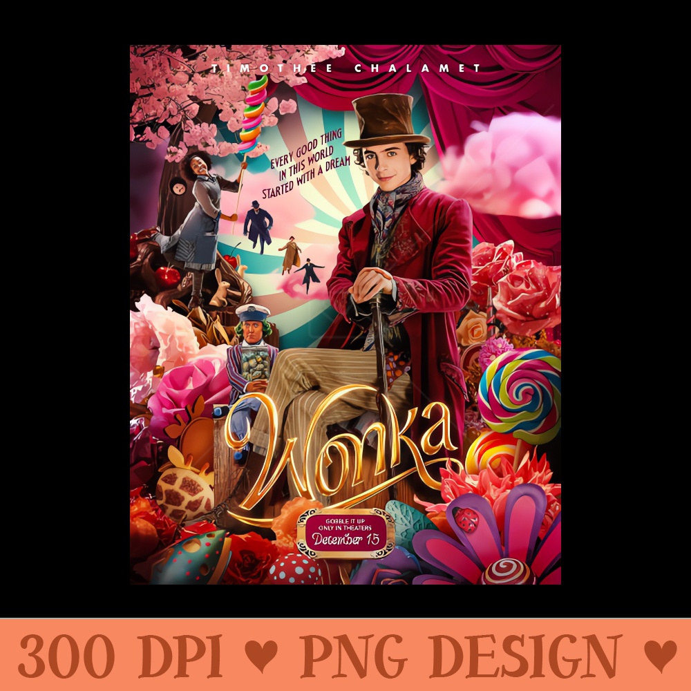 Wonka Movie 2023 Timothee Chalamet Willy Wonka - Digital PNG | Inspire Uplift