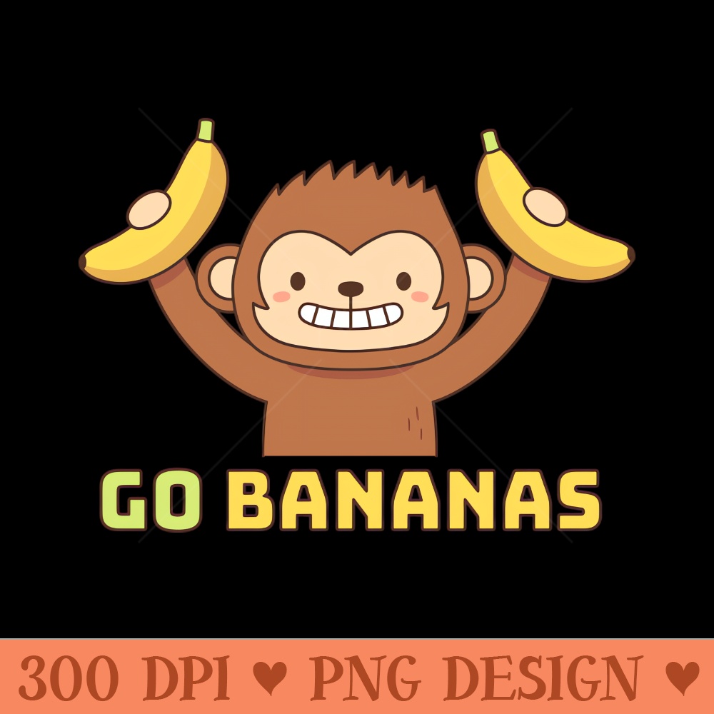Cute Monkey Go Bananas Doodle - PNG Designs | Inspire Uplift