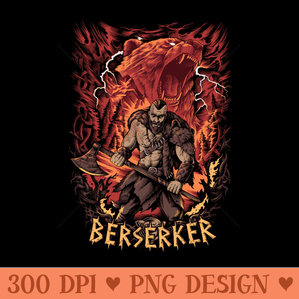 Viking Berserker Pagan Norse Bear Warrior - PNG Artwork | Inspire Uplift