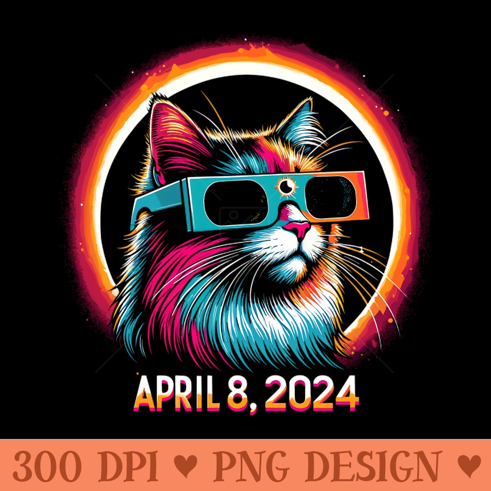 Cat in Eclipse Glasses Totality 2024 Total Solar Eclipse - P | Inspire ...