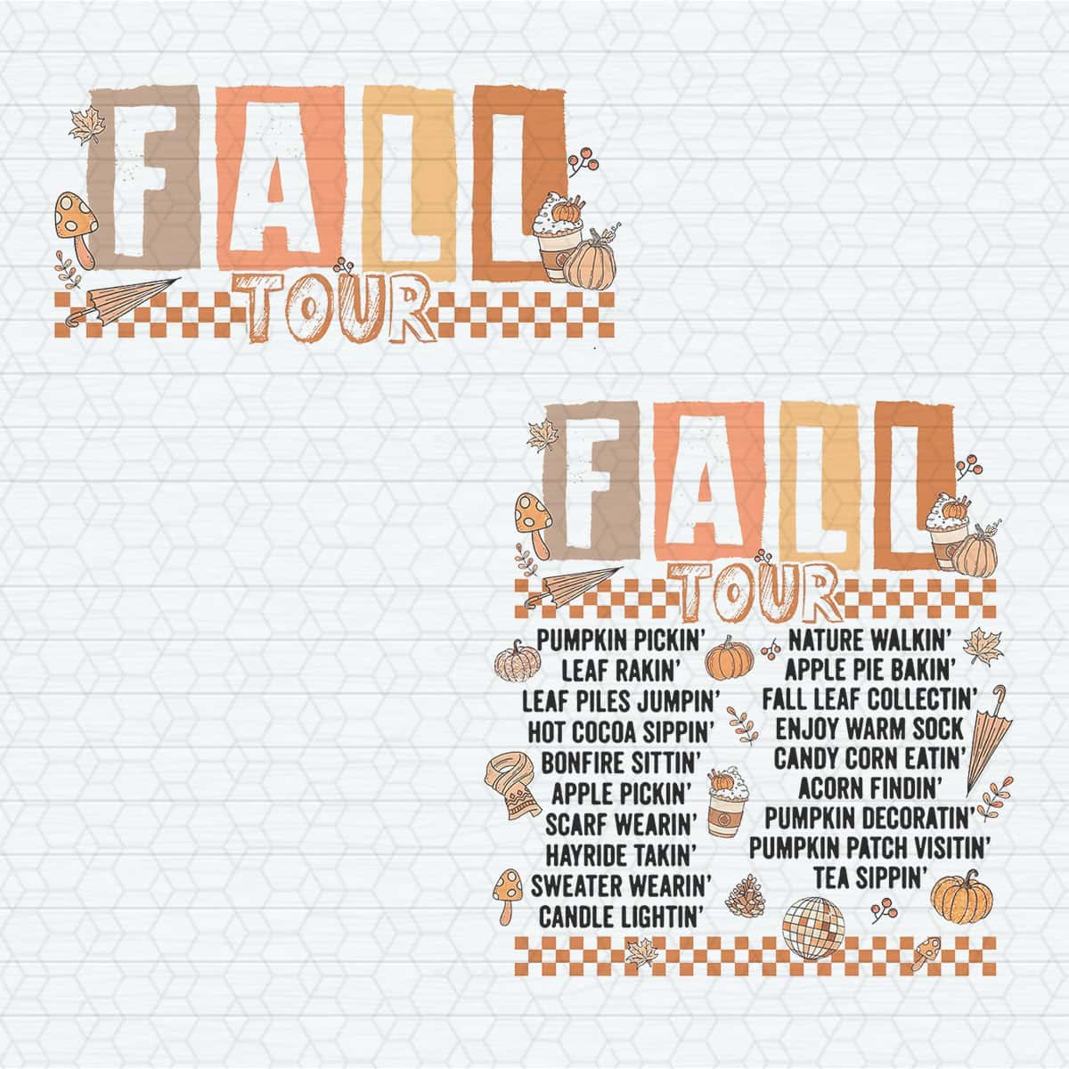 Retro Fall Tour Autumn Leaves Pumpkin PNG | Inspire Uplift