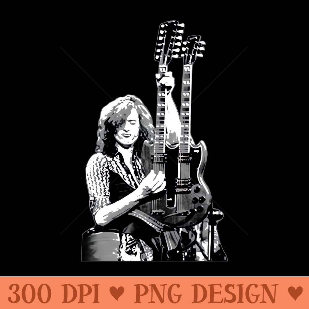 Jimmy Page With Guitars - PNG Graphics | Inspire Uplift