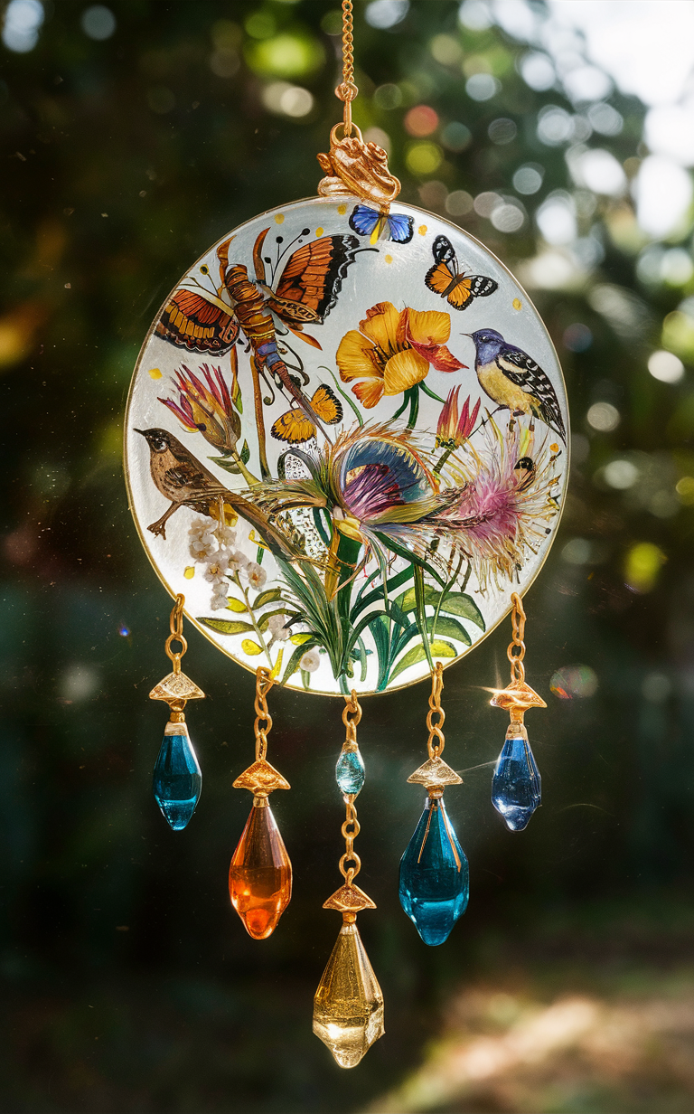 Boho-chic Glass Suncatcher, Stained glass bird suncatcher, | Inspire Uplift