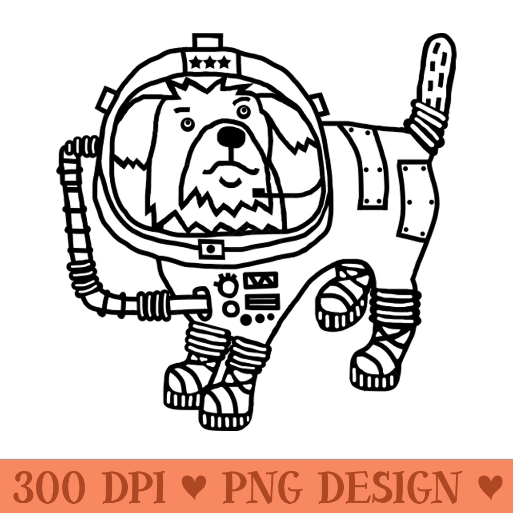 Astronaut Space General Sci Fi Dog Line Drawing - Digital PN | Inspire Uplift