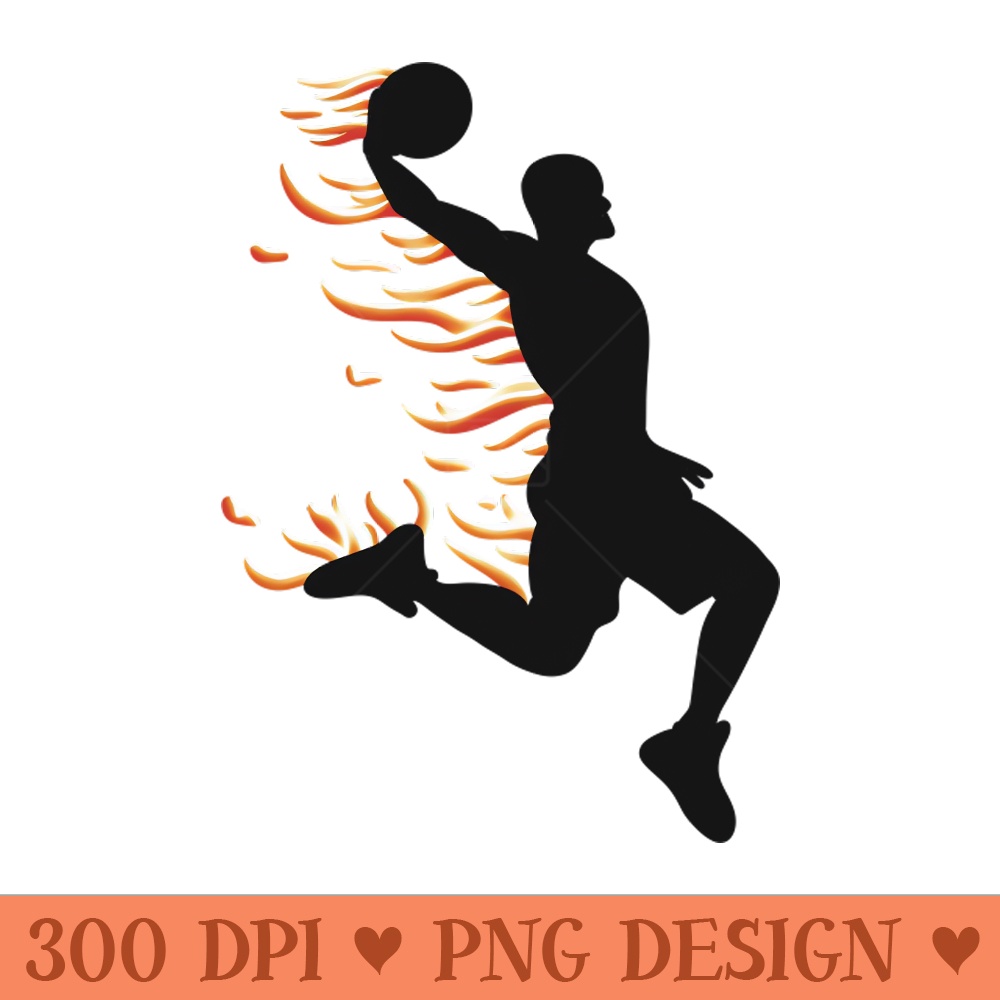 Basketball Player Dunking On Fire BlackRed - Digital PNG Fil | Inspire ...