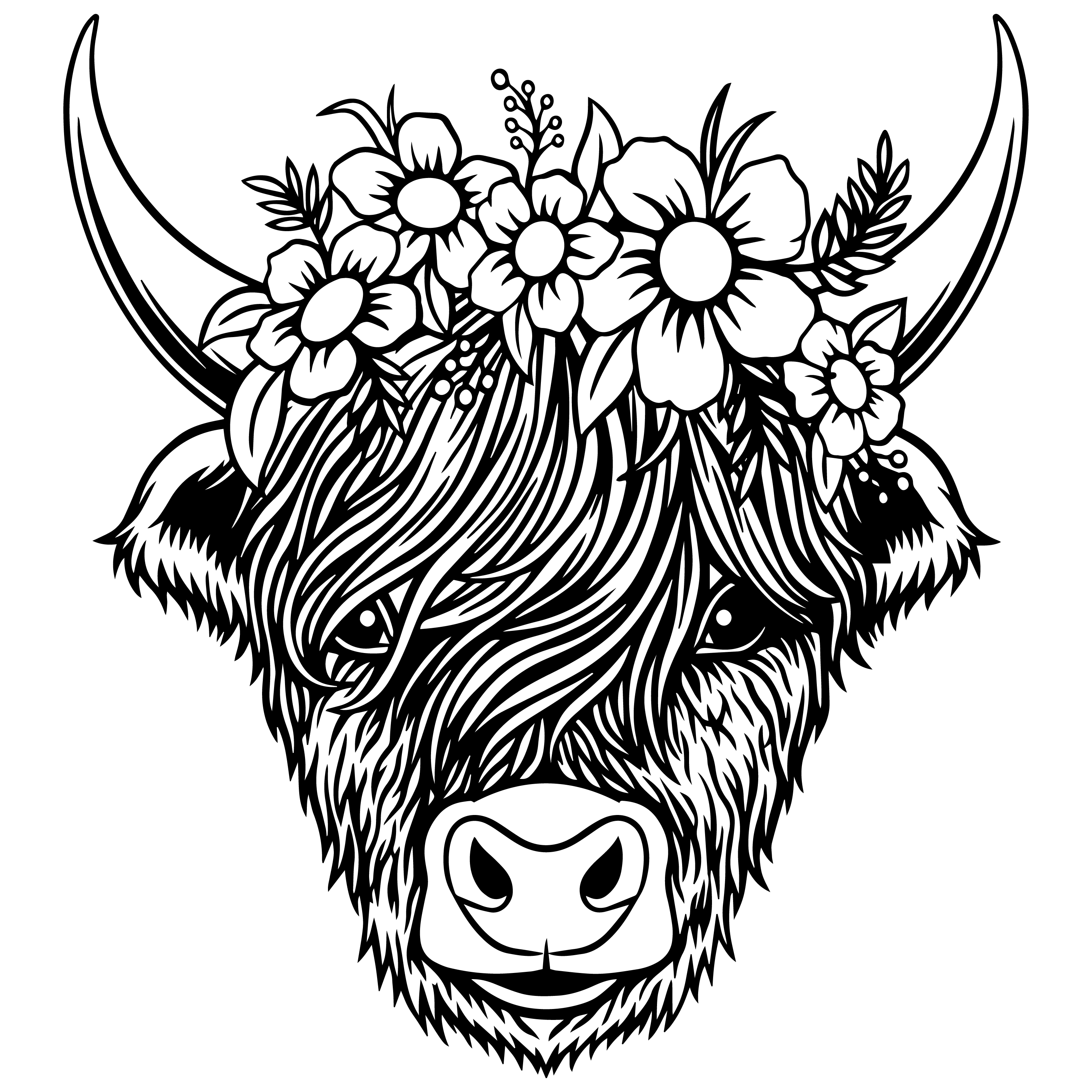 Highland Cow With Flowers Svg, Cow Svg, Cow Head Svg, Cow Cl | Inspire ...