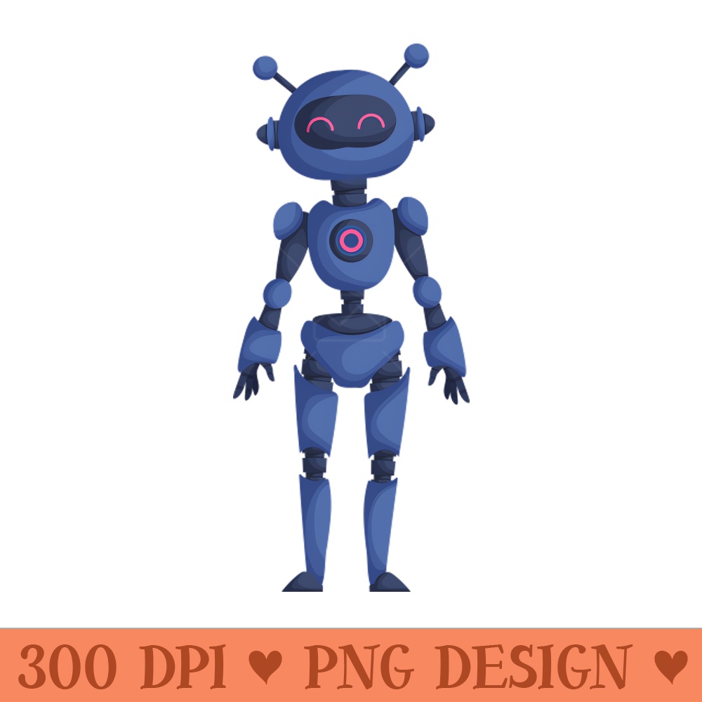 Dark Blue Cute Girl Robot - Digital PNG Graphics | Inspire Uplift