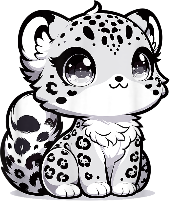 Adorable Cute Japanese Kawaii Chibi Snow Leopard | Inspire Uplift