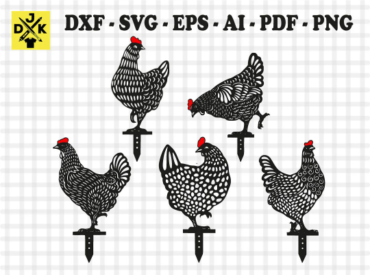 Chickens CNC Cut File, Animal Silhouette, Garden Stakes, Chi | Inspire ...