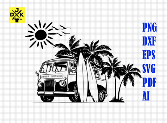 Surfing Van Svg, Hawaii, beach life, Island Life Svg, Palm B | Inspire ...